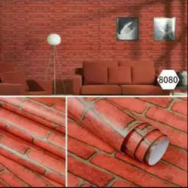 Jual Wallpaper motif bata merah uk 45cm x 10 m | Shopee Indonesia