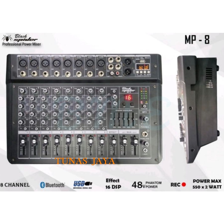Jual POWER MIXER BLACKSPIDER MP8 POWER BLACKSPIDER MP8 8 CHANNEL ORI ...