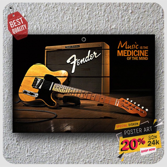Jual Poster gitar fender Hiasan dinding musik Dekorasi pajangan studio ...