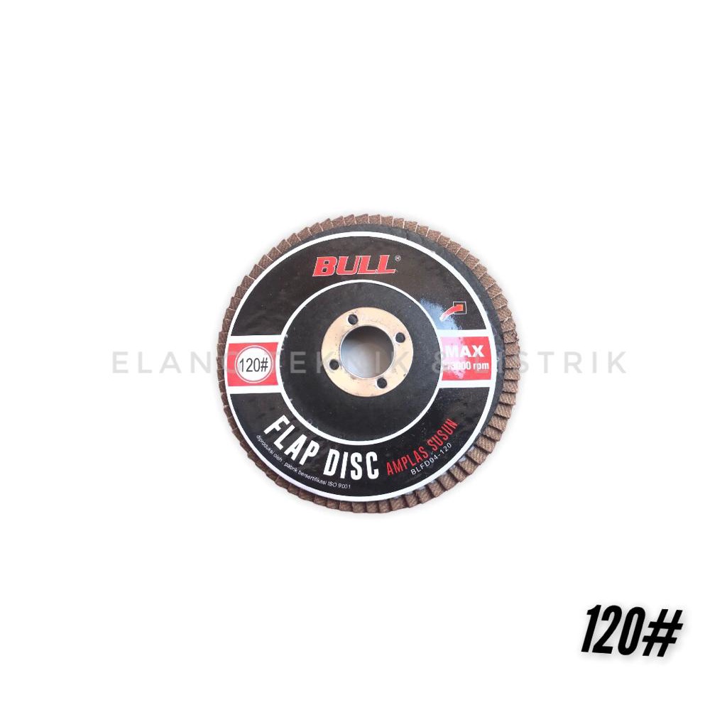 Jual BULL Amplas Susun Tumpuk / Flap Disc Gerinda 4" Grit 120 | Shopee ...