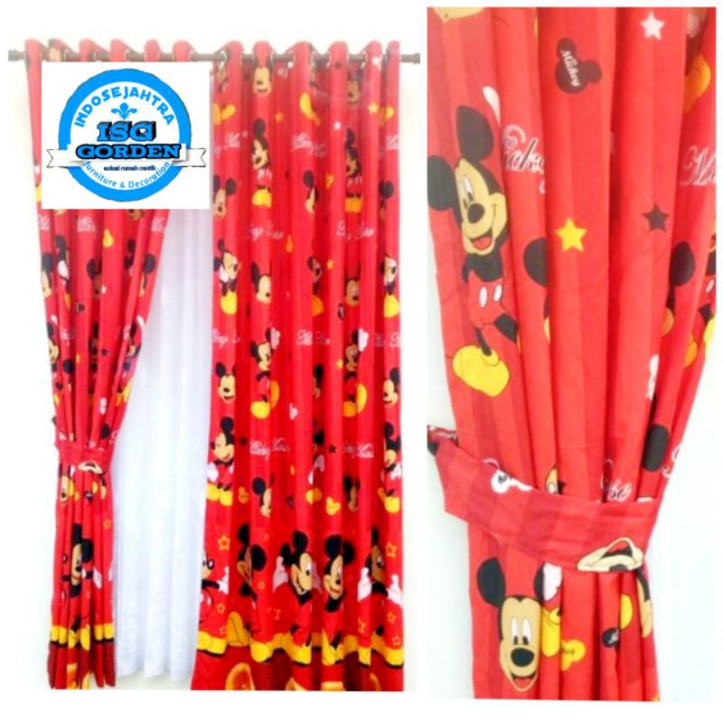 Jual Gorden Mickey Mouse Murah Warna Merah Model12 Lubang Smokring ...
