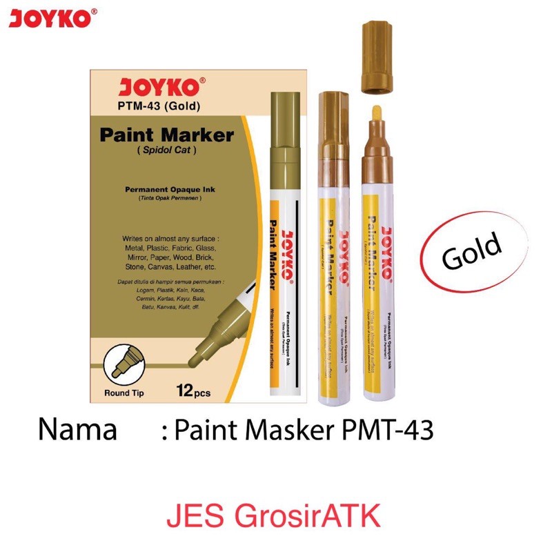 Jual Spidol Paint Marker GOLD Joyko PTM-43 / Spidol Cat [pcs] | Shopee ...