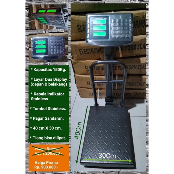 Jual Timbangan Digital duduk pagar double display 150 kg / electronic digital scale 150 kg ...
