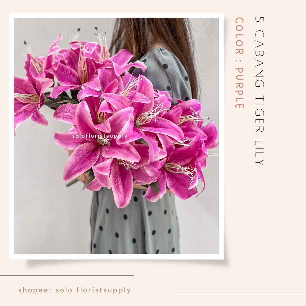 Jual 5 CABANG TIGER LILY Latex 5 Kuntum 2Biji Putik Daun Latex Bunga ...