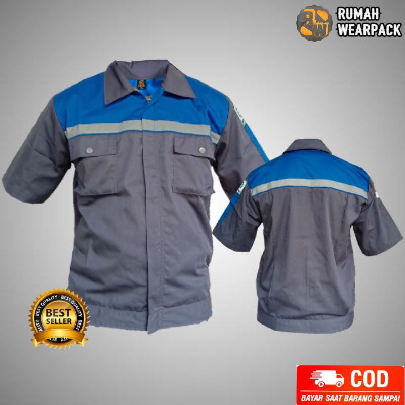 Jual Baju Kerja/ Wearpack Proyek Lengan Pendek Warna Abu Tua Kombinasi ...