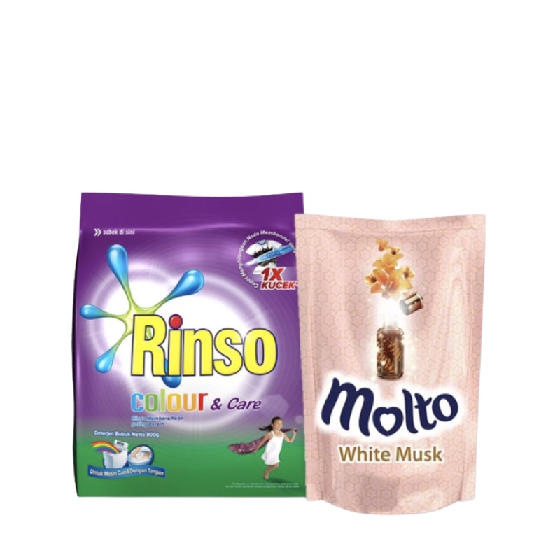 Jual Rinso Colour And Care Deterjen Bubuk 800 gr + Molto Pelembut Dan ...