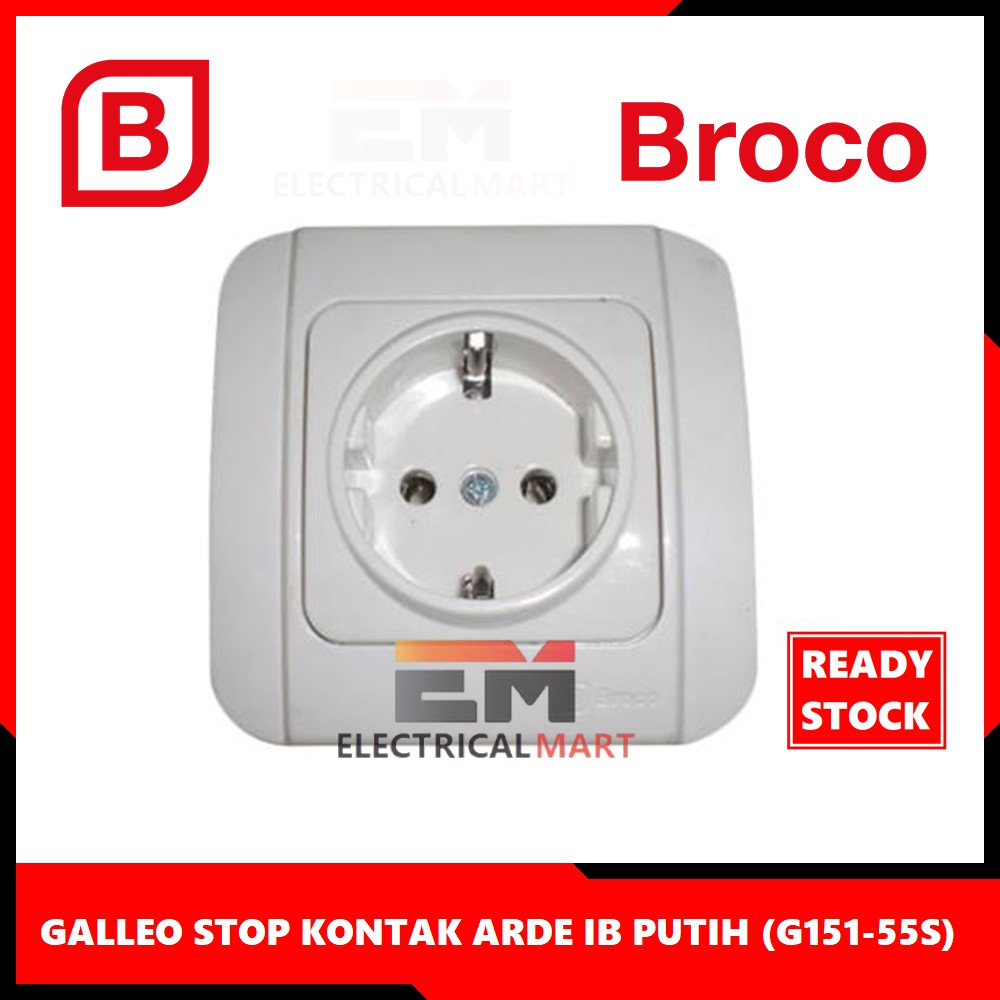 Jual (GROSIR) Stop Kontak Arde Broco Galleo IB Putih (G151-55S) Socket ...