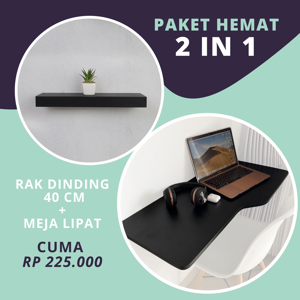 Jual Floating Shelf 2 in 1 Meja Kantor Lipat Gantung Minimalis ...