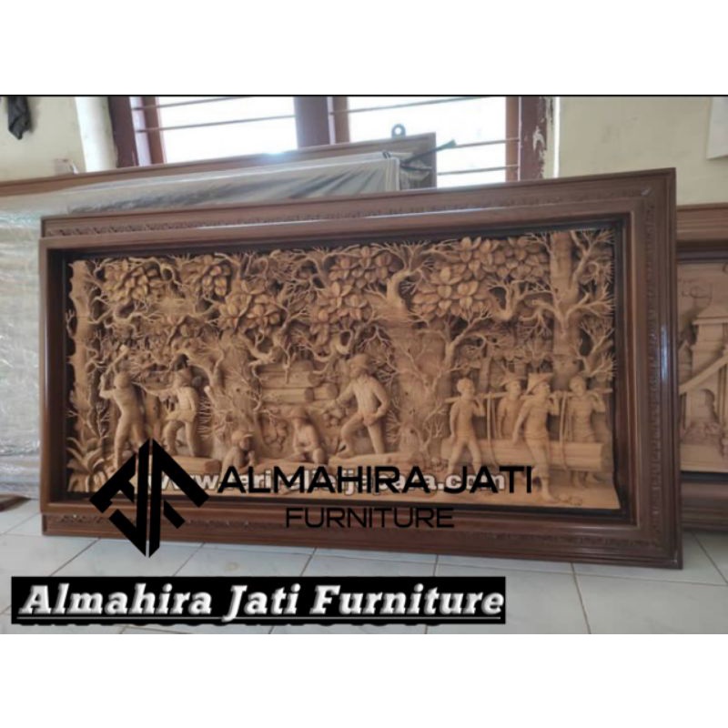Jual Hiasan Dinding Karya Seni Ukir Relief 3D Motif Penebang Hutan ...