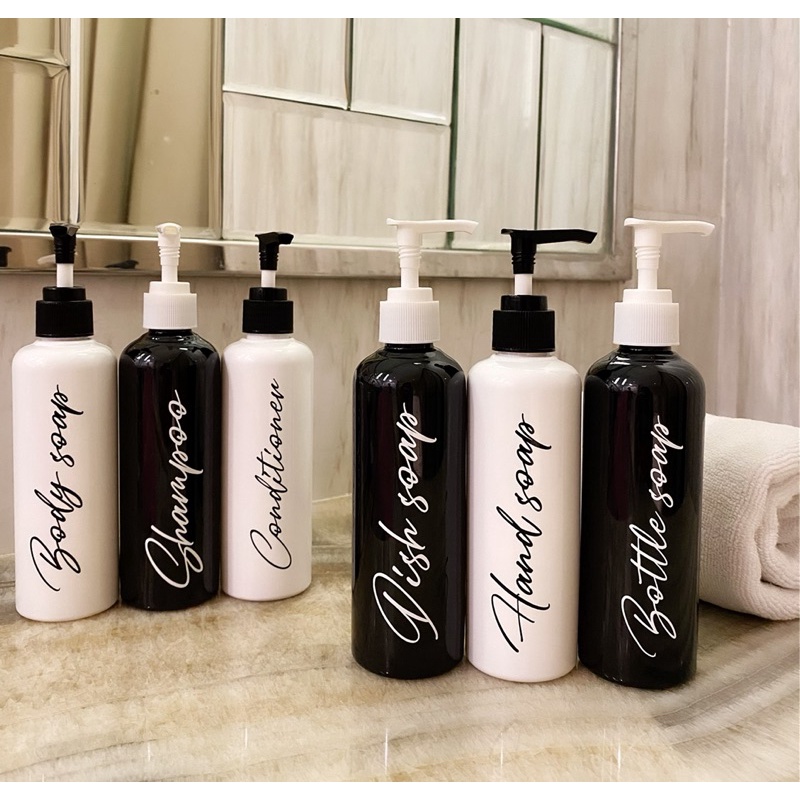 Jual botol 250ml HITAM PUTIH glossy stiker silver luxury . aesthetic ...