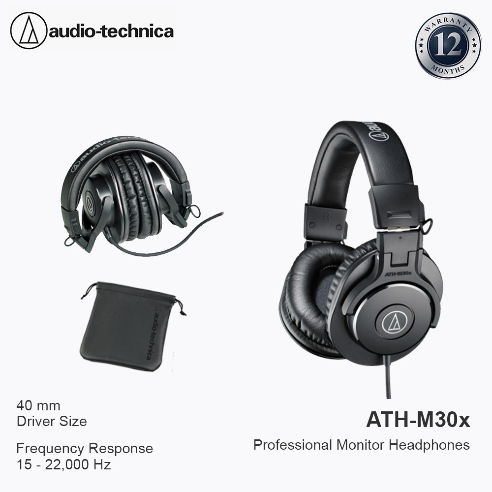 Jual Audio technica ATH M30x Professional Studio Monitor Headphones ...