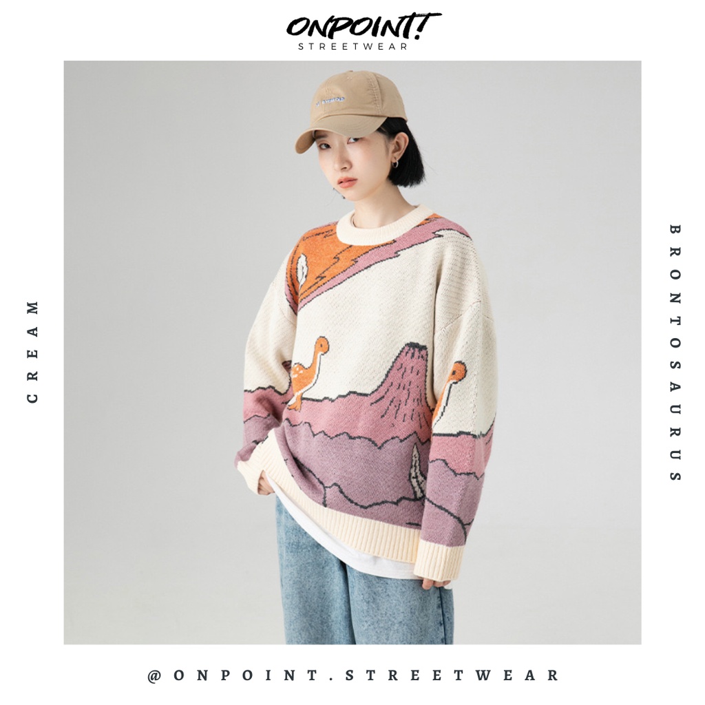 Jual Brontosaurus sweater (white cream) - sweater rajut pria sweater ... Jual Brontosaurus sweater (white cream) - sweater rajut pria sweater ...