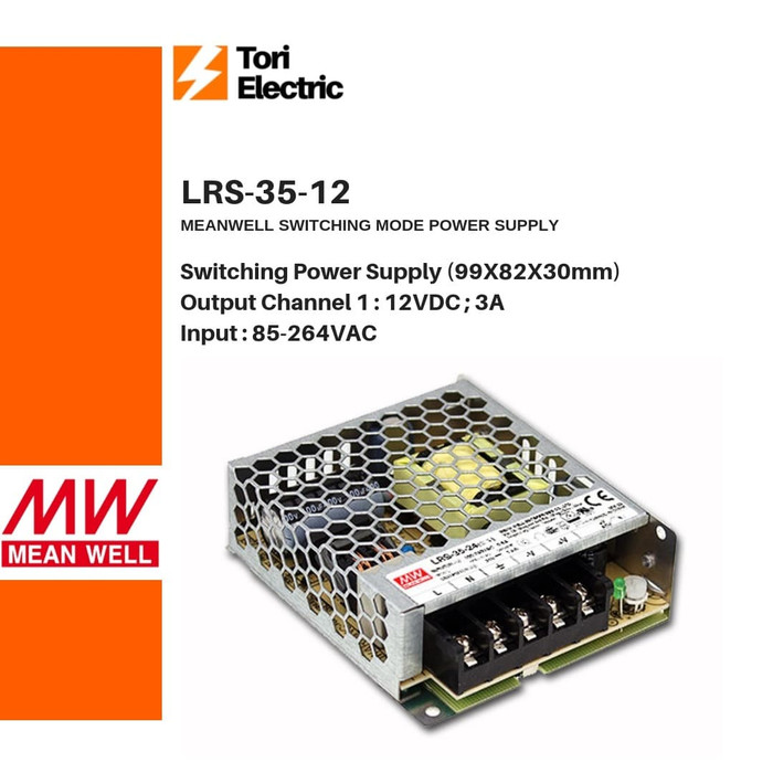 Jual Meanwell LRS-35-12 Switching Power Supply 12V 3A adaptor nes lrs | Shopee Indonesia