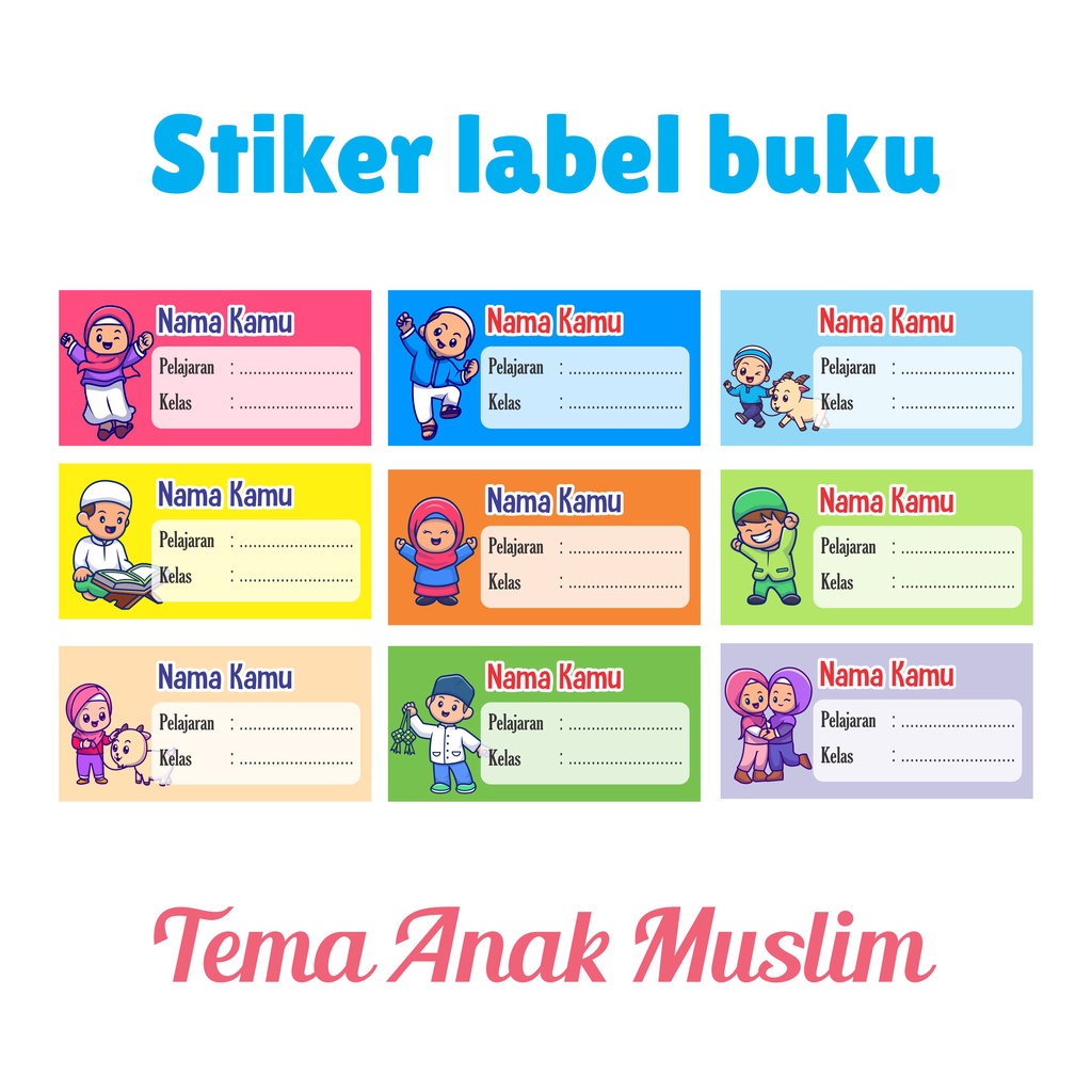 Jual Stiker Label Buku Anak ( Tema Anak Muslim) (isi 40 Pcs) | Shopee ...