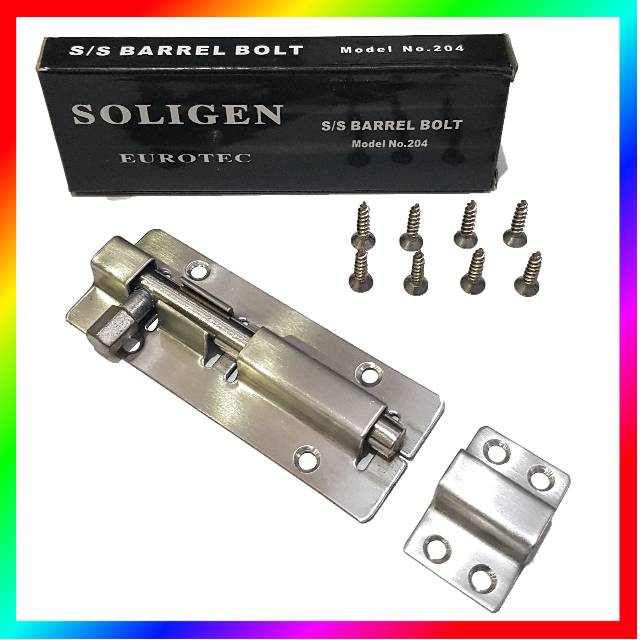 Jual Grendel SOLIGEN 4inci STAINLESS STEEL BARREL BOLT | Shopee Indonesia