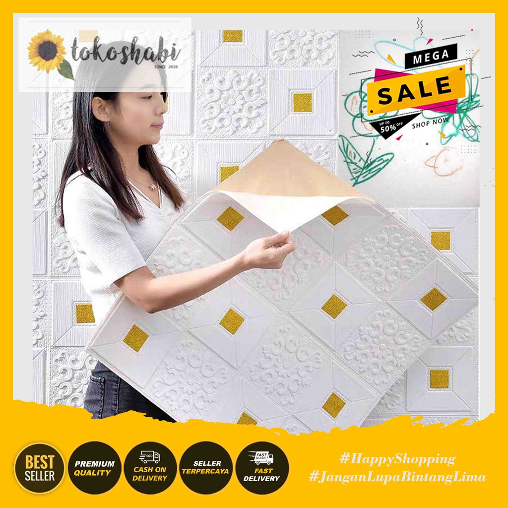 Jual Walpaper Dinding 3D Foam Wallpaper Stiker 3D Foam Motif Batik ...