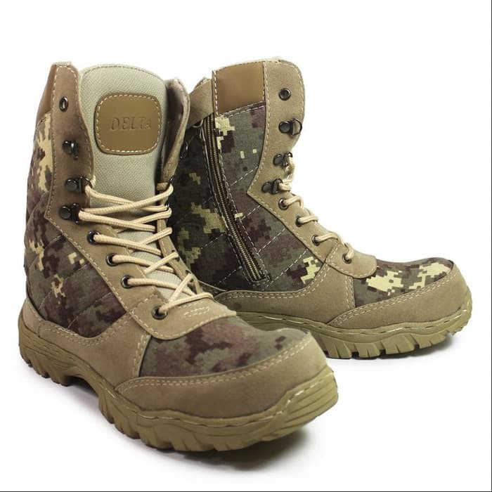 Jual sepatu delta ujung besi delta army cream sepatu boots safety pria ...
