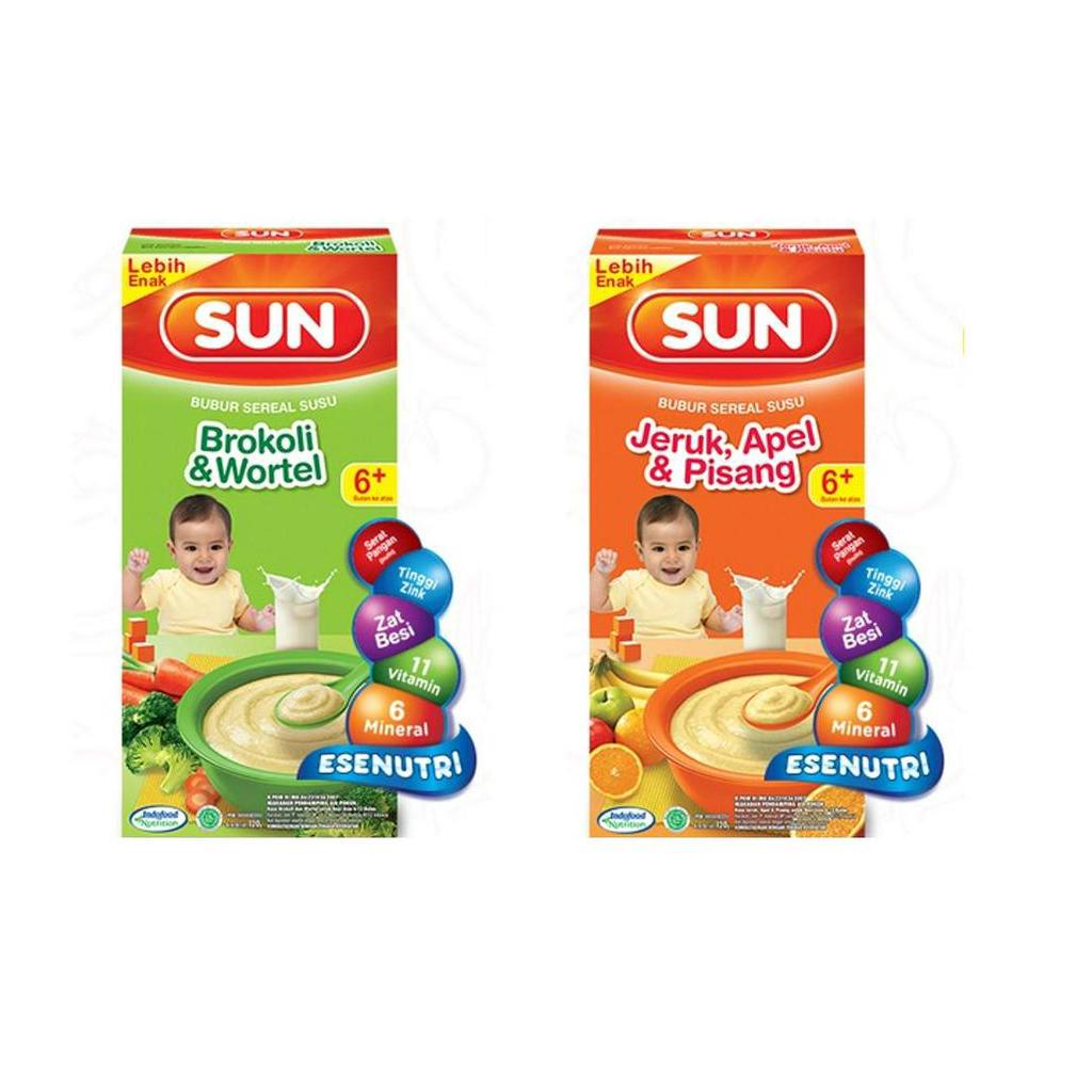 Jual SUN Bubur Sereal Susu Brokoli Wortel 120g + SUN Bubur Sereal Susu ...