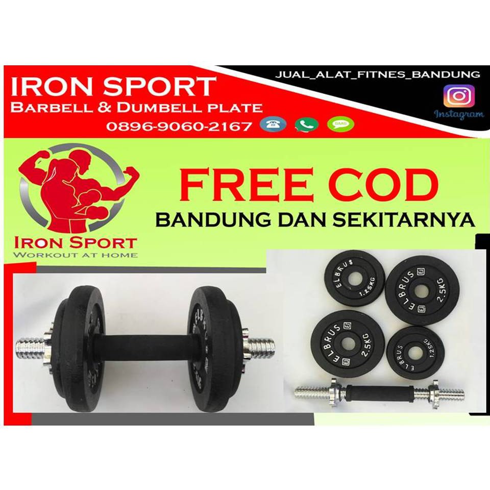 Jual Dumbell atau Barbel Set Besi 9.5 kg | Shopee Indonesia