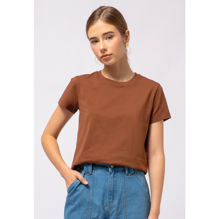 Jual Executive Basic Round Neck Cotton T-Shirt Wood | Shopee Indonesia