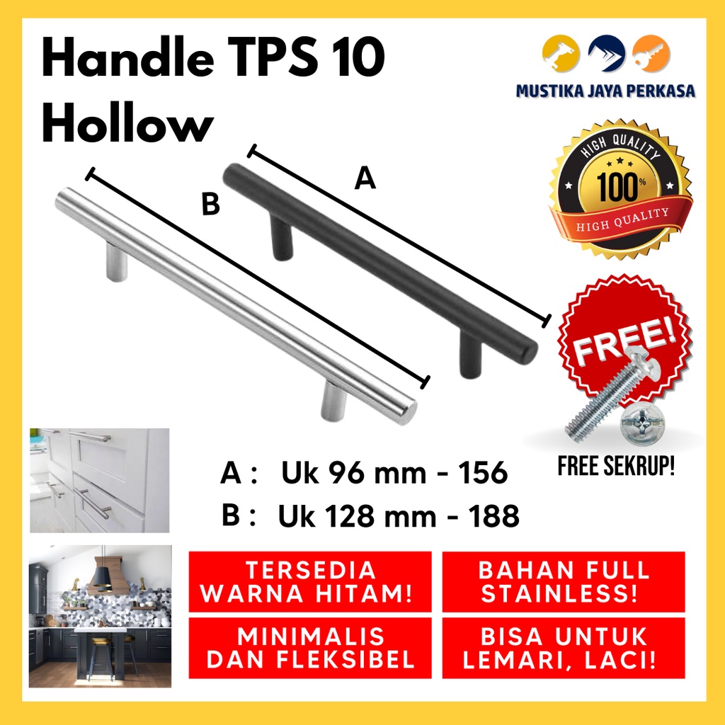 Jual Handle Laci Stainless TPS Hollow 10 96-156 128-188 mm Tarikan ...
