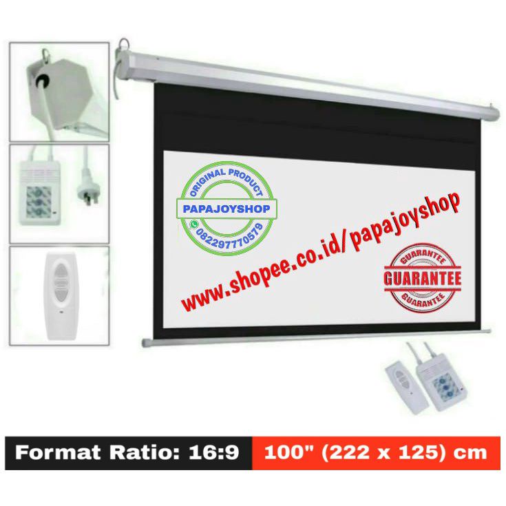 Jual Screen Proyektor Motorized 100" (222 x 125) cm Layar Otomatis 100 ...
