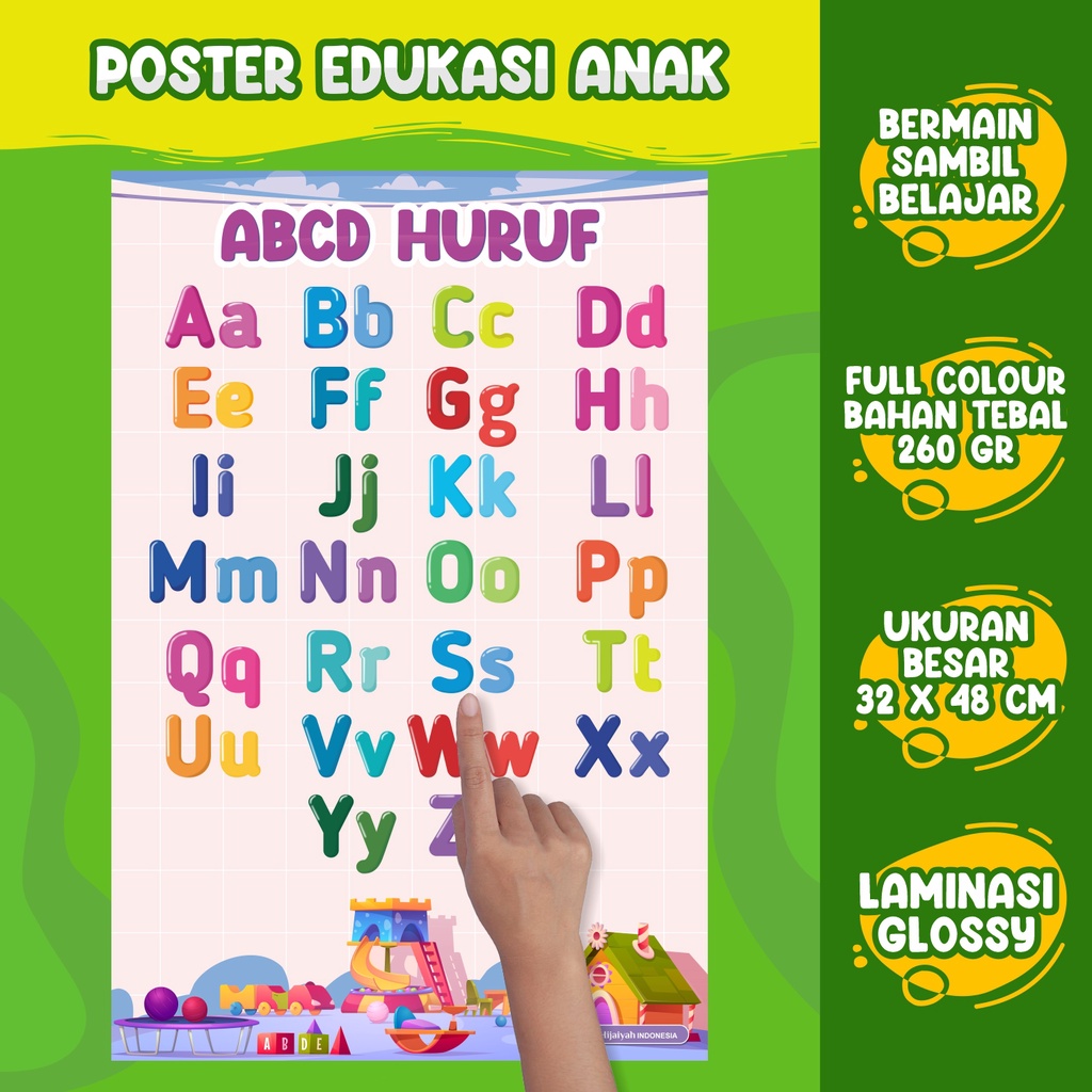 Jual Hijaiyah Poster Edukasi Anak Belajar & Latihan Membaca Huruf Laminasi Glossy Tahan Air ...