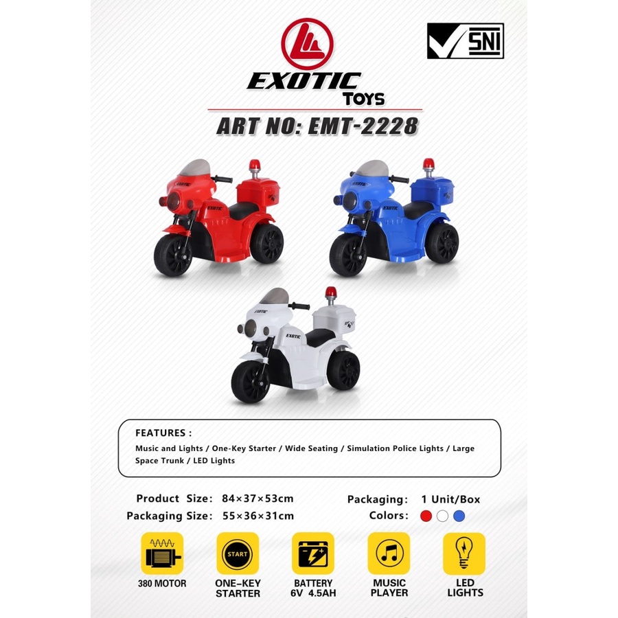 Jual MOTOR ANAK AKI RECHARGEABLE EMT 2228/ EXOTIC MOTOR AKI ...
