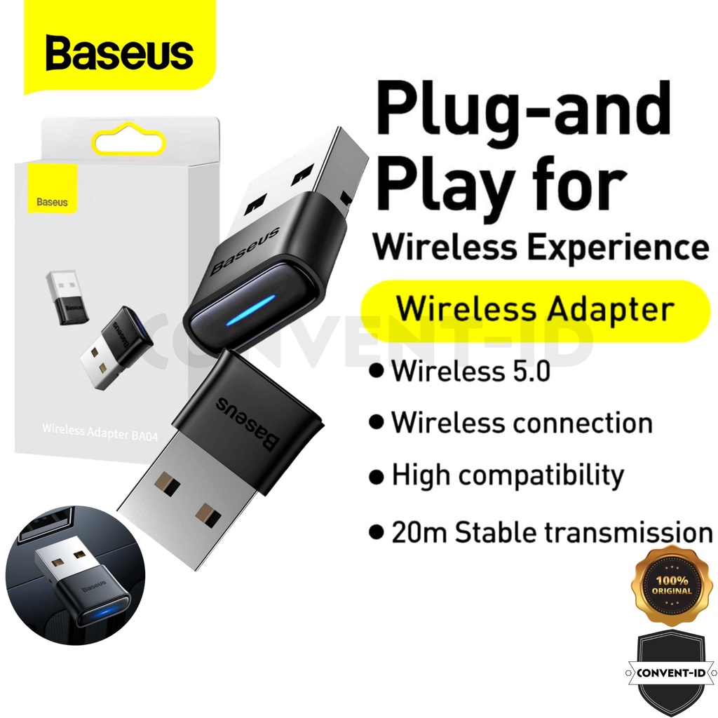 Jual Baseus BA04 Wireless Bluetooth 5.0 USB Dongle Adapter Receiver For ...