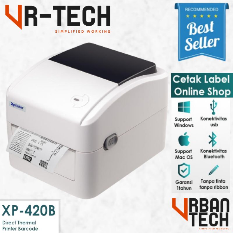 Jual PRINTER BLUETOOTH LABEL 110MM THERMAL BARCODE XP420B CETAK RESI (IOS ANDROID WINDOWS ...