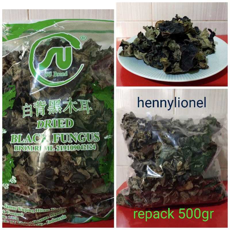 Jual su brand dried fungus black/jamur kuping hitam kemasan 500gr ...