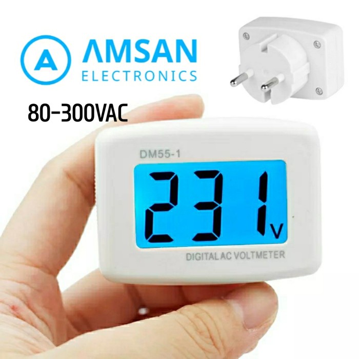 Jual DM55-1 Digital Voltmeter AC 220V Stop Kontak Steaker Volt Meter ...