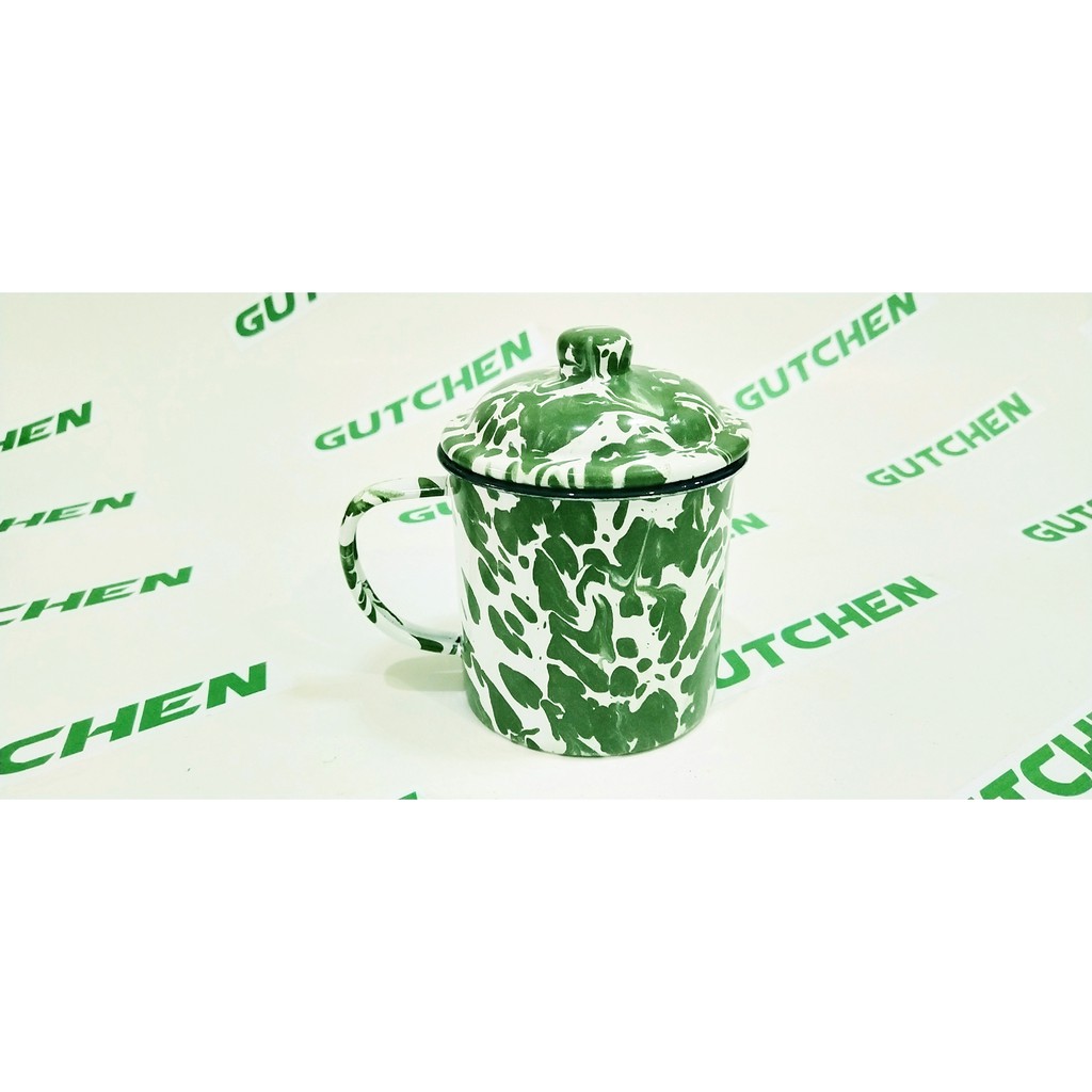 Jual Gelas Mug Tempoe Doloe | Lurik Burik Enamel Corak Hijau Kecil ...