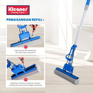 Jual Kleaner Alat Pel Lantai Spons PVA Tipe Sekrup Floor Mop Pembersih ...