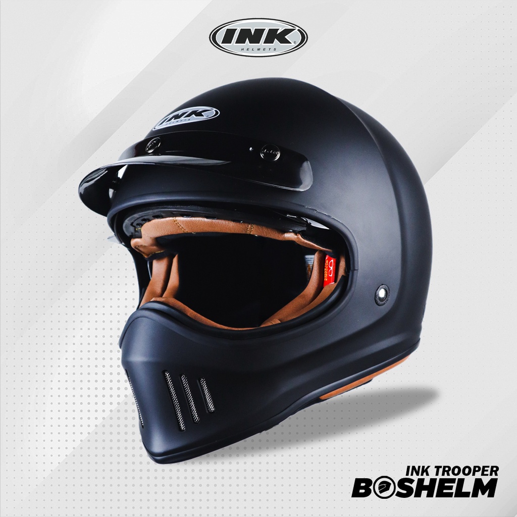 Jual BOSHELM Helm INK Trooper Solid HITAM DOFF Helm Full Face SNI ...