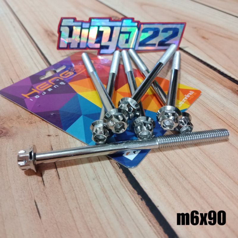Jual baut 10 probolt 6x90 stainless chrome model gear 2kunci drat 10 (m6) panjang 9cm original ...