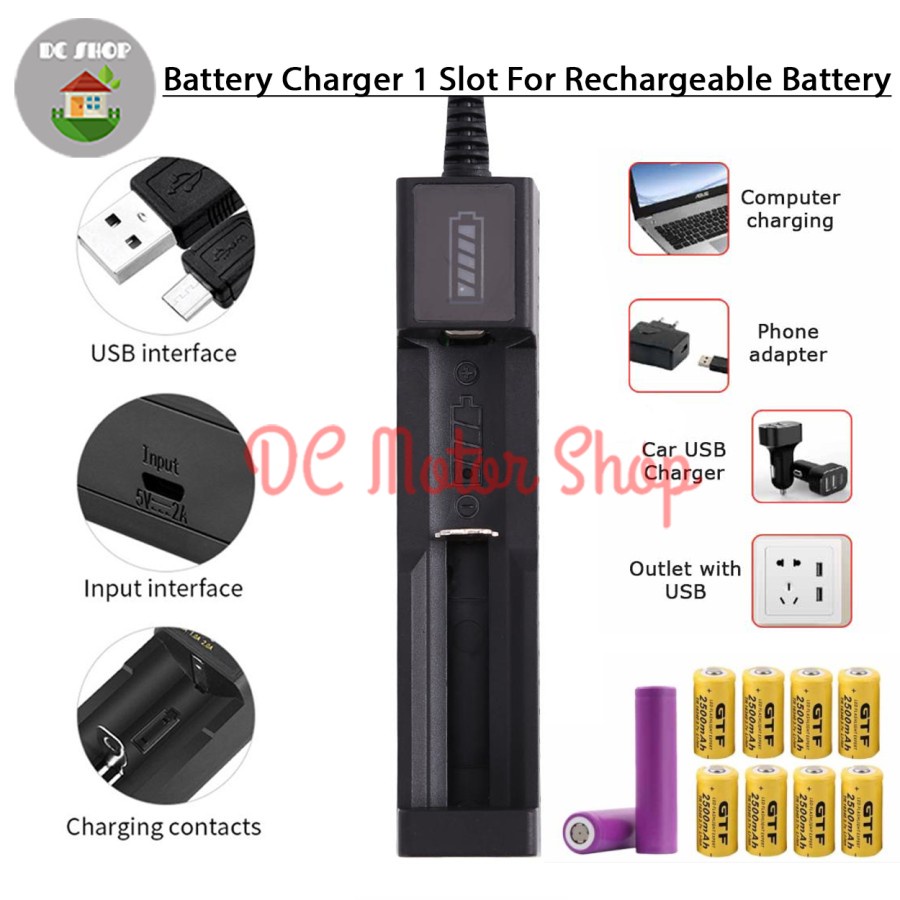 Jual Battery Charger Baterai 1 Slot 1 Port Batre Cas Casan Isi Ulang Li ...