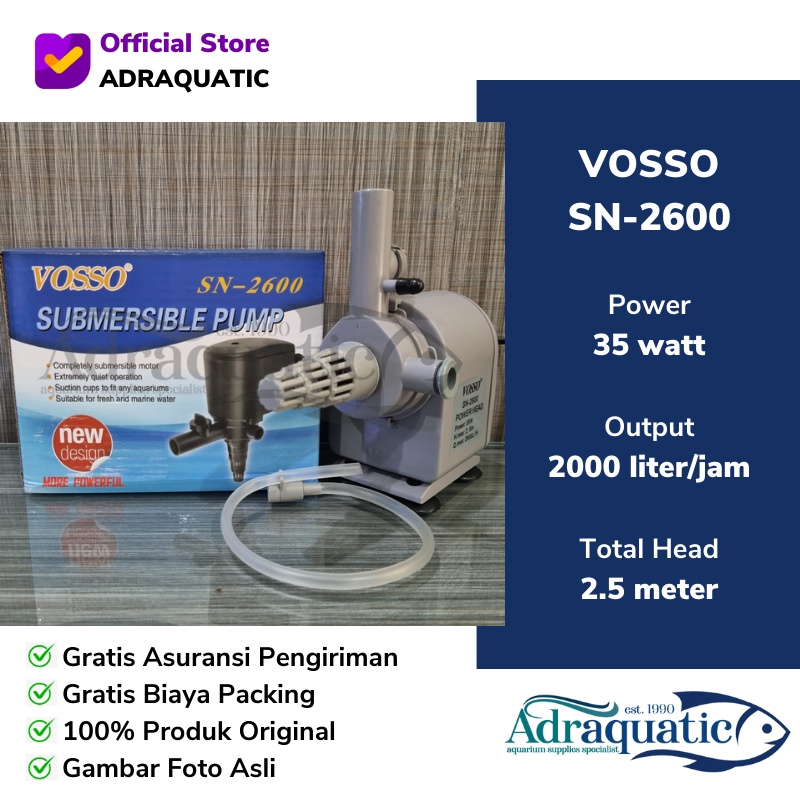 Jual VOSSO SN-2600 POWER HEAD SUBMERSIBLE PUMP POMPA AIR CELUP FILTER ...