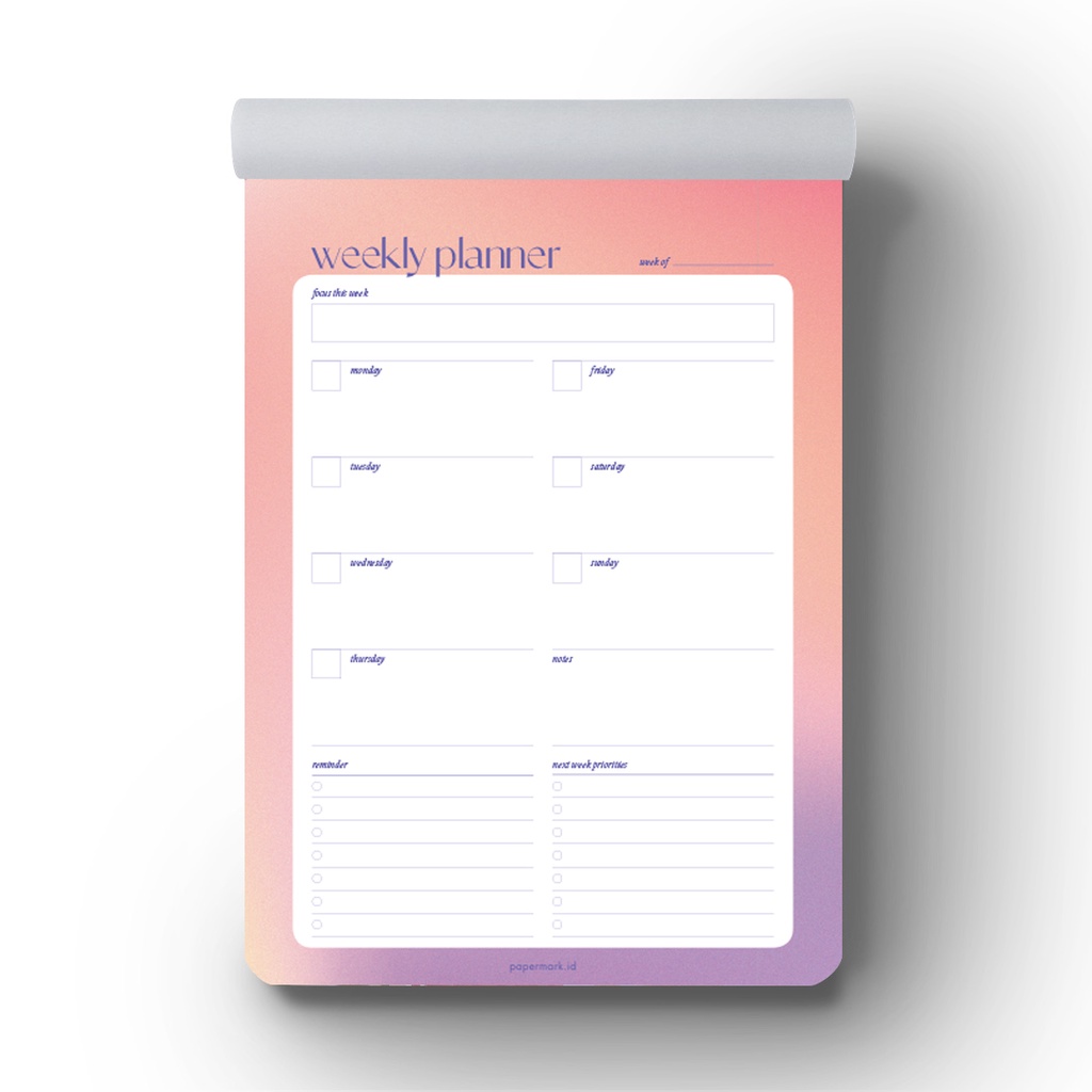 Jual Papermark - Notepad Weekly Planner Gradient | Shopee Indonesia