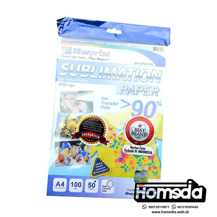 Jual Kertas Sublim Sublime Paper BLUEPRINT A4 100 gsm Isi 50 Lembar ...