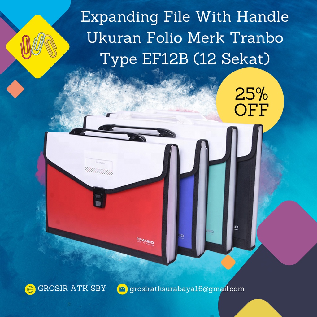 Jual Expanding File With Handle Ukuran Folio / F4 Type EF12B (12 Sheet ...