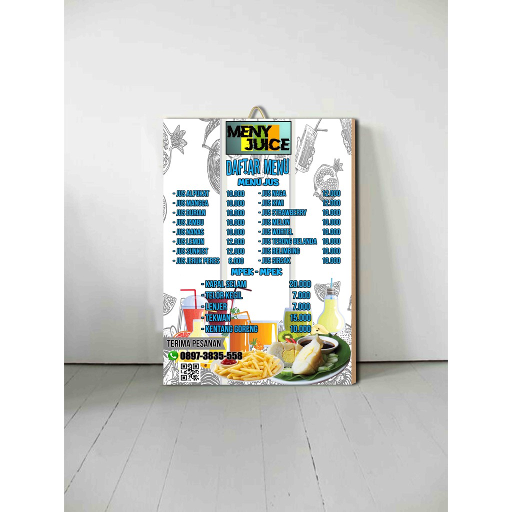 Jual POSTER KAYU MENU MAKANAN DAN MINUMAN/ DEKORASI / BEBAS DESAIGN UK ...
