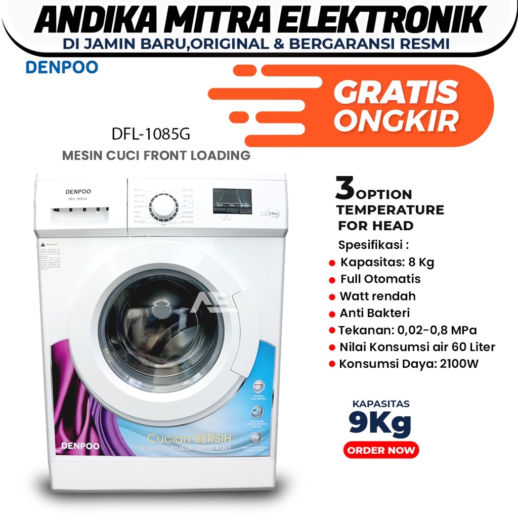Jual Mesin Cuci Front Loading Denpoo DFL 1085 9kg | Shopee Indonesia