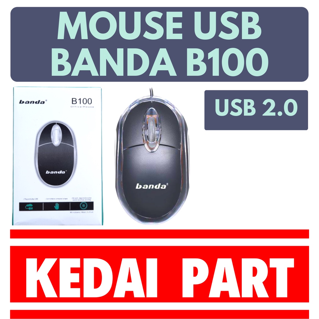 Jual MOUSE USB STANDAR BANDA B100 | Shopee Indonesia