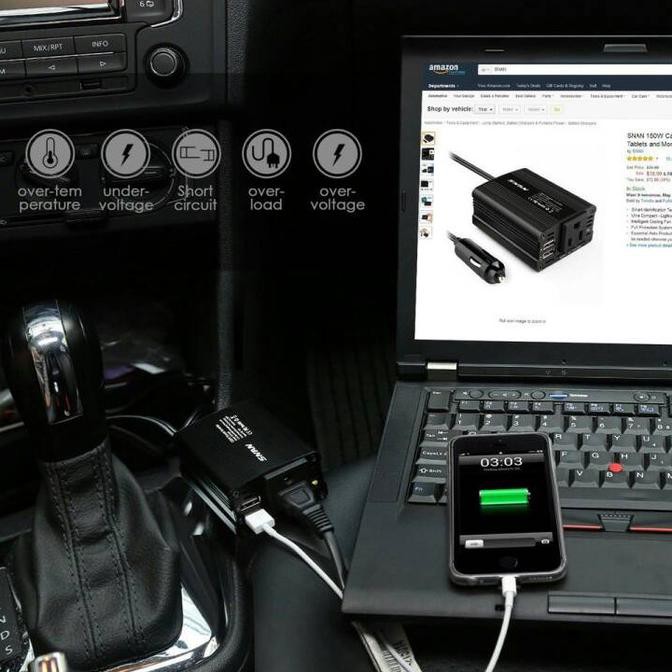 Jual TAFFWARE POWER INVERTER MOBIL DC-AC 2 USB + COLOKAN LISTRIK 150W ...