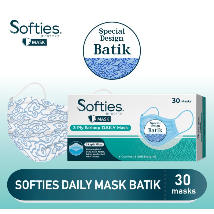 Jual SOFTIES MASK Batik / Regular Masker Daily / Surgical Mask Softies ...