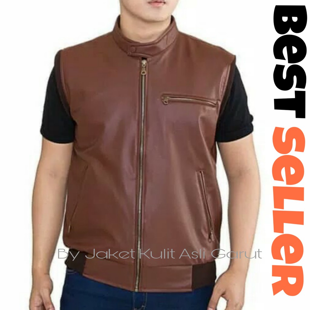 Jual Rompi motor kulit jaket pria rompi PU Leather/Sintetis mirip kulit ...