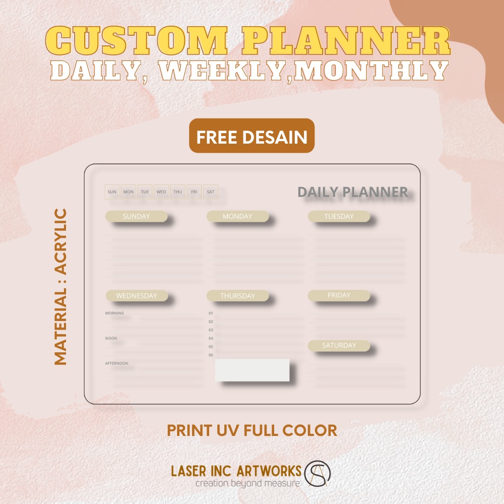 Jual CUSTOM DAILY/ WEEKLY PLANNER / TO DO LIST ACRYLIC - CUSTOM NAMA ...
