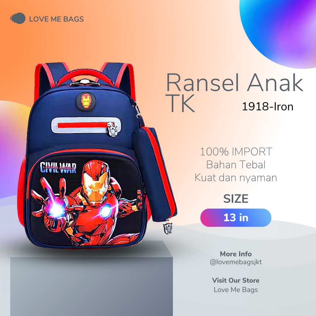 Jual LMB Tas Anak Laki Laki TK Sekolah Import Premium Kualitas Gambar Karakter Superhero Timbul ...