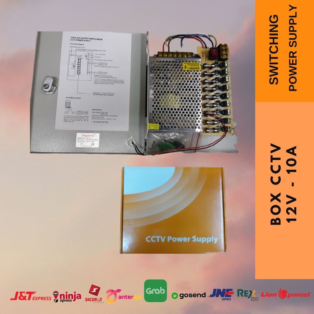Jual Power Supply Central CCTV 12V 10A 9CH BK / Box Panel CCTV 12 V 10 ...